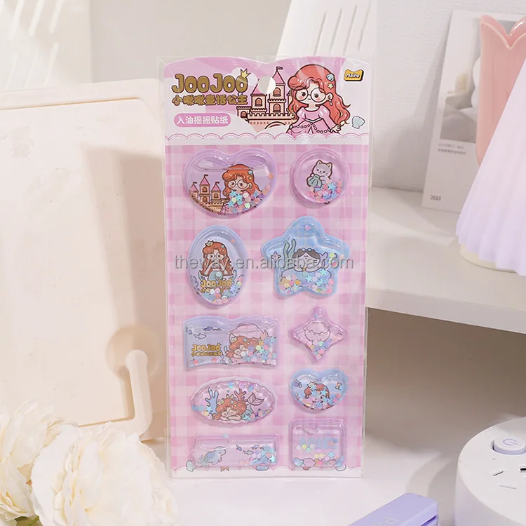 Cute Kawaii Cartoon Glitter Water Stickers For Kids - Buy Cute Stickers ...