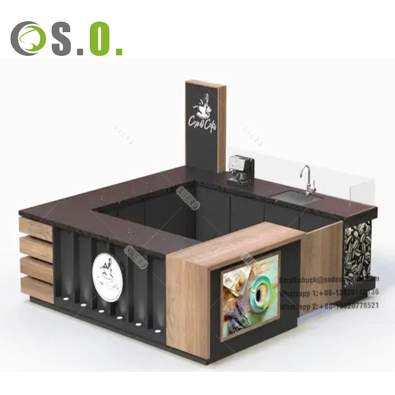 Shop Small Coffee Kiosk Design - Modern Milk Tea Shop Counter