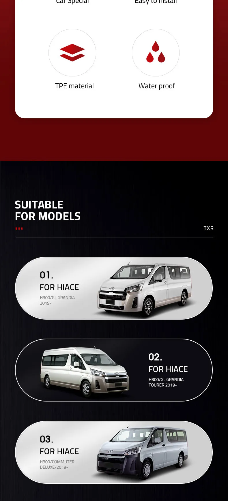 Factory Auto Exterior Accessories Tpe Plastic Black Floor Mats For Toyota Hiace H300 Gl Grandia ...