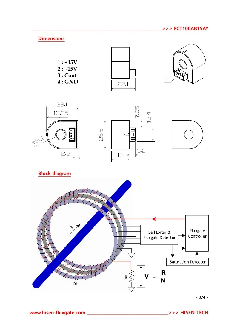 Fluxgate Current Sensor 100a 0 01 8 2mm Inner Size 1500 1 Buy