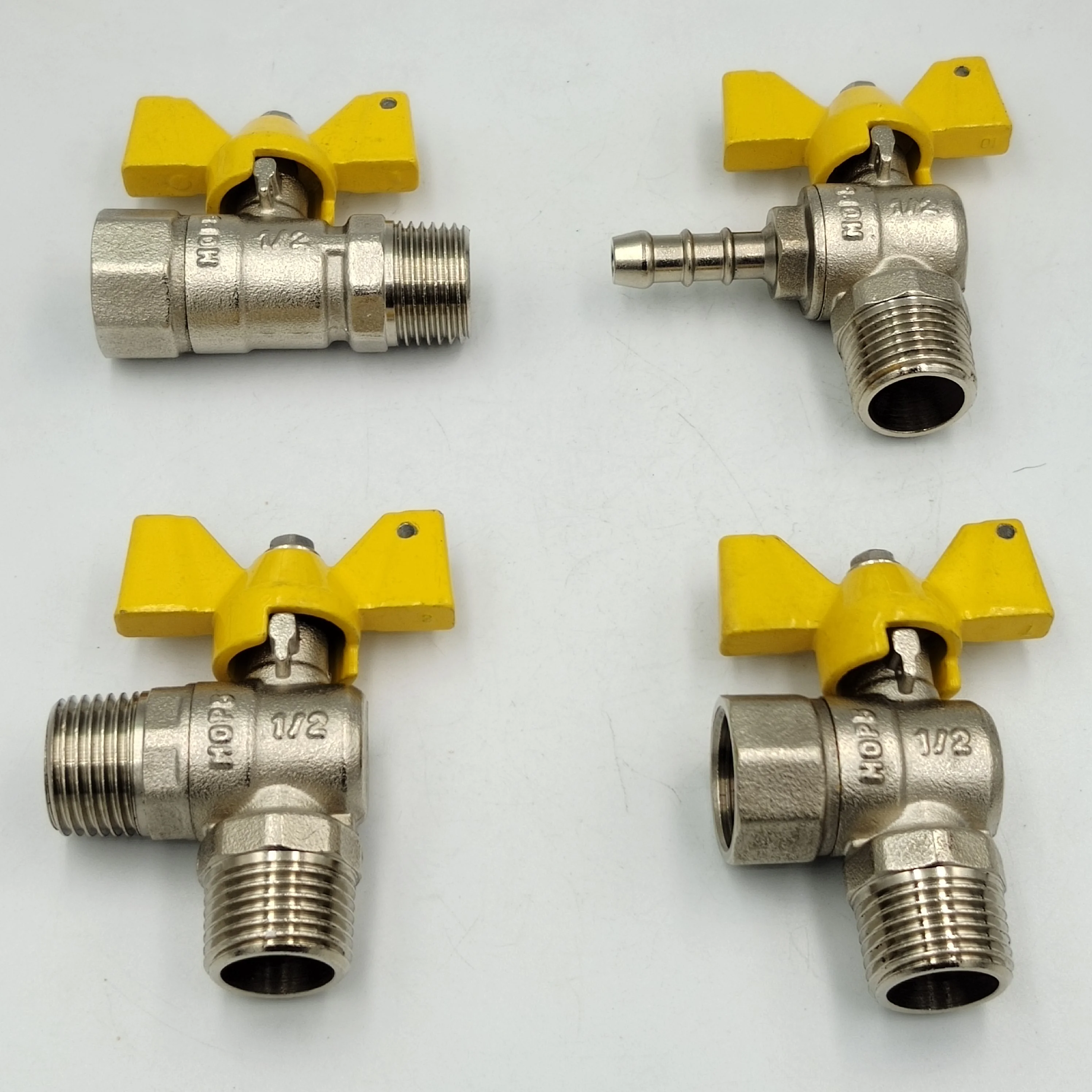 90 Degree Brass Barbed Gas Valve for LPG - 1/2 Inch