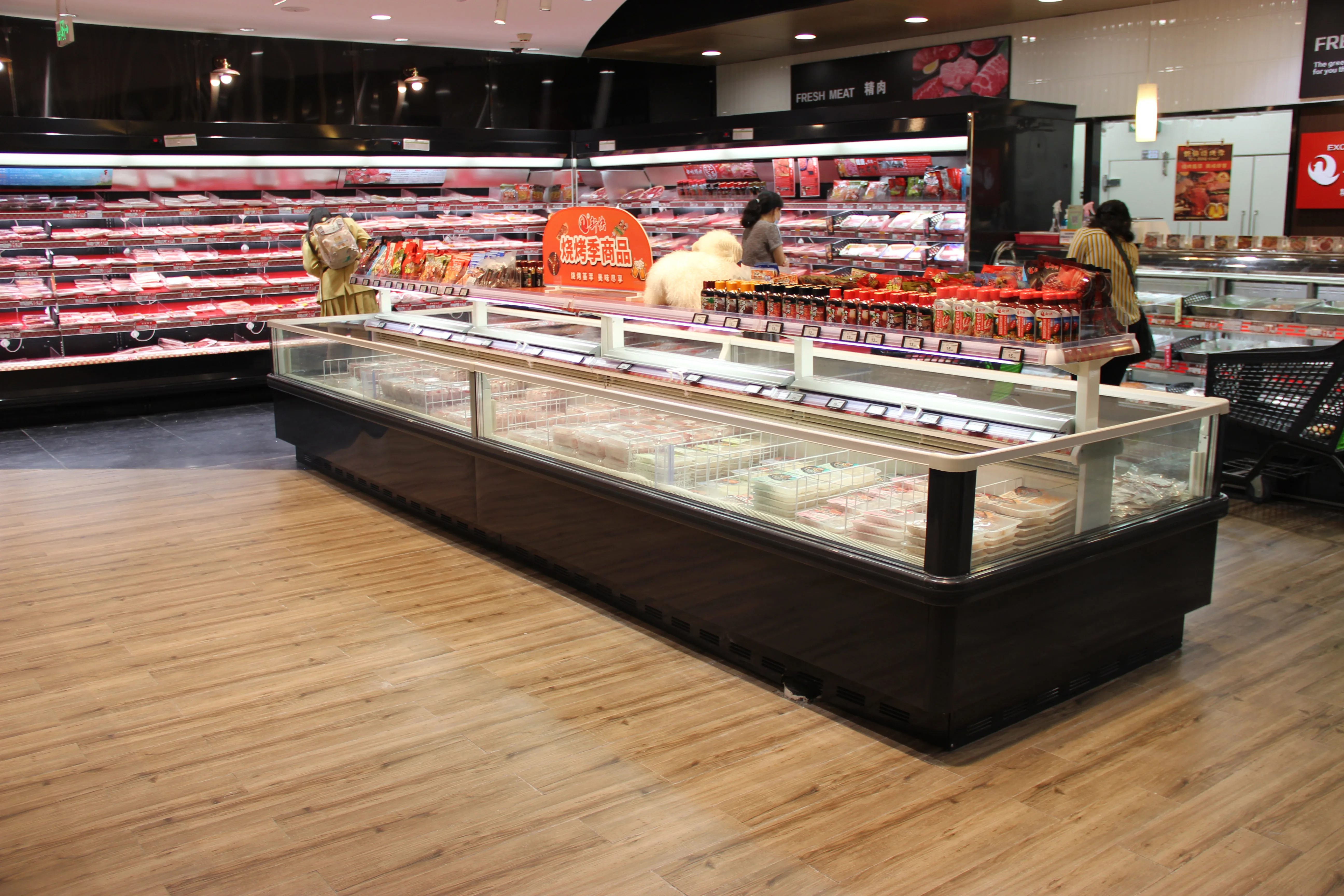 Island Freezer Supermarket Refrigeration Showcase Open Fridge For ...