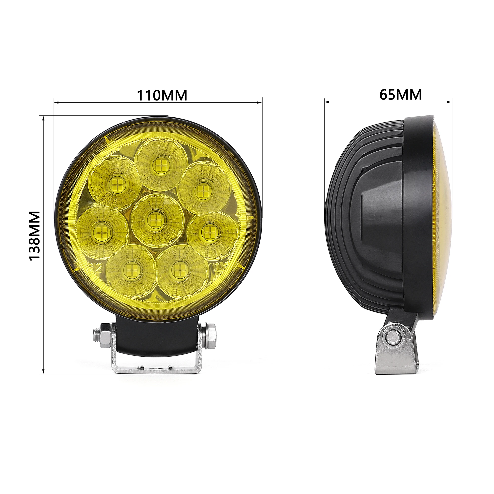 Yellow Len Super Bright Flood Beam 4inch LED Work Light
