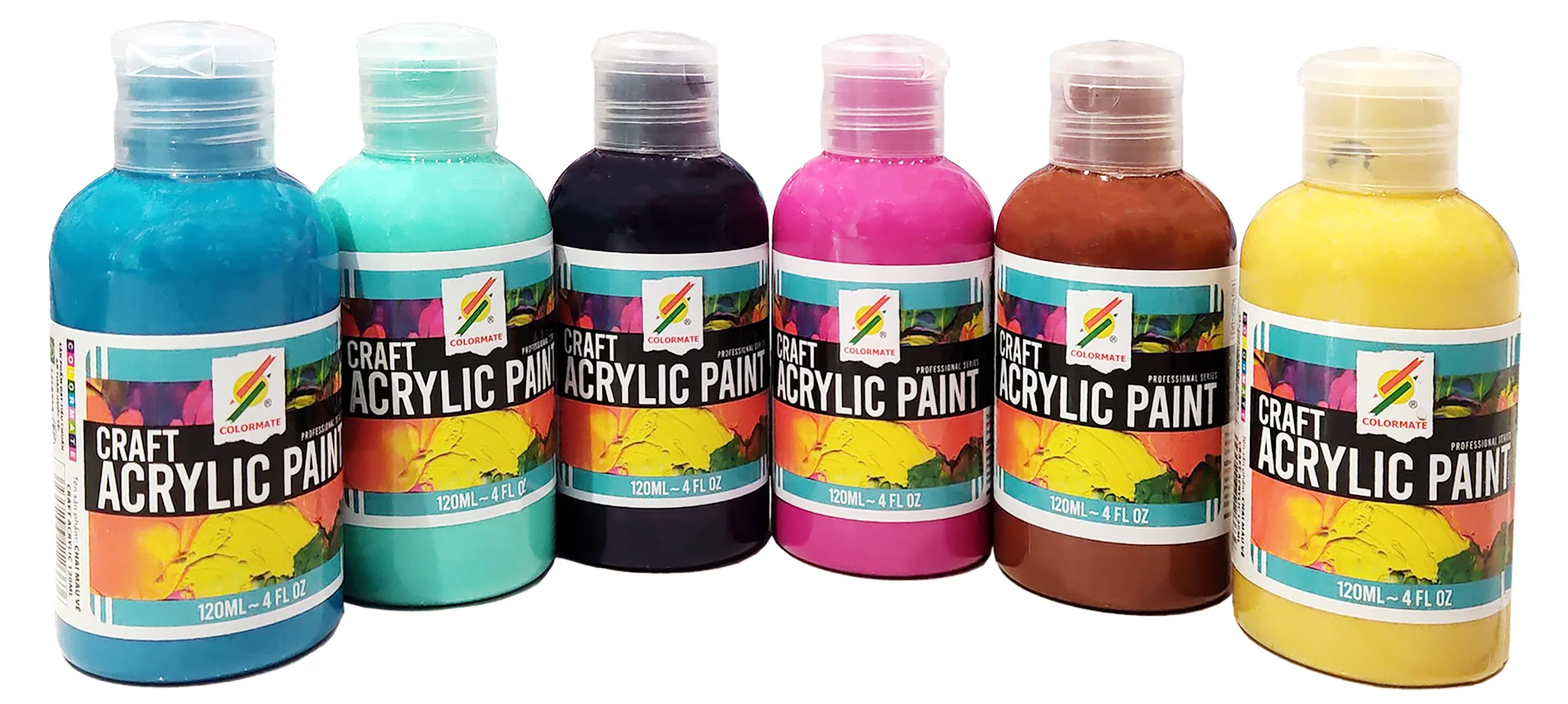 Acrylic 120ml Set for Art Painting Colormate Wholesale Supports Small ...
