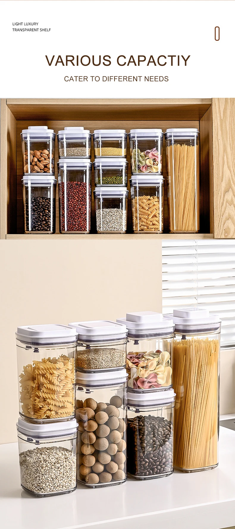 6-Piece Pack Push Button Pop up Container Box With Lids Grain Cereal ...