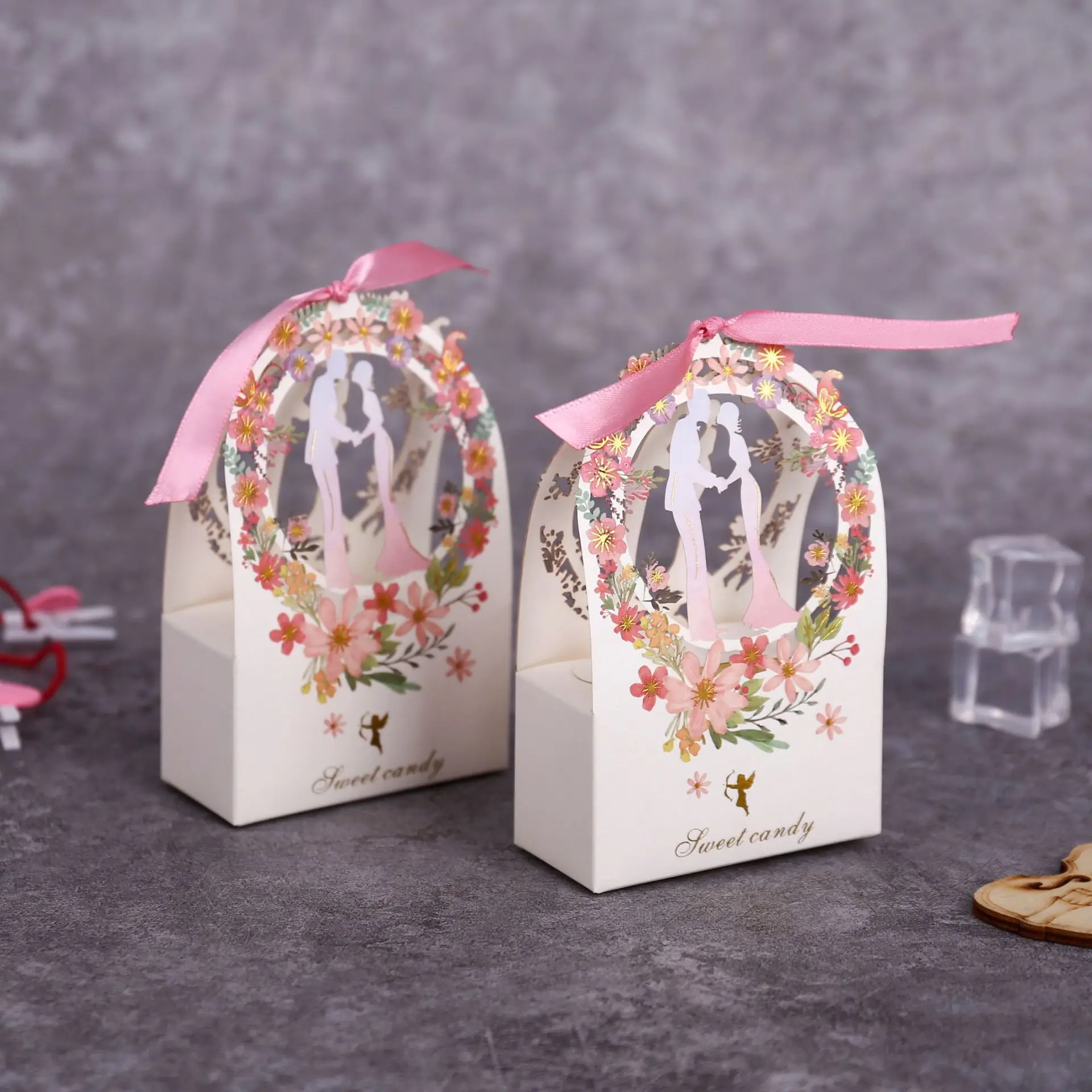 Gift Box Packaging Wedding Sweet Candy Groom Flower Small Boxes Thank ...