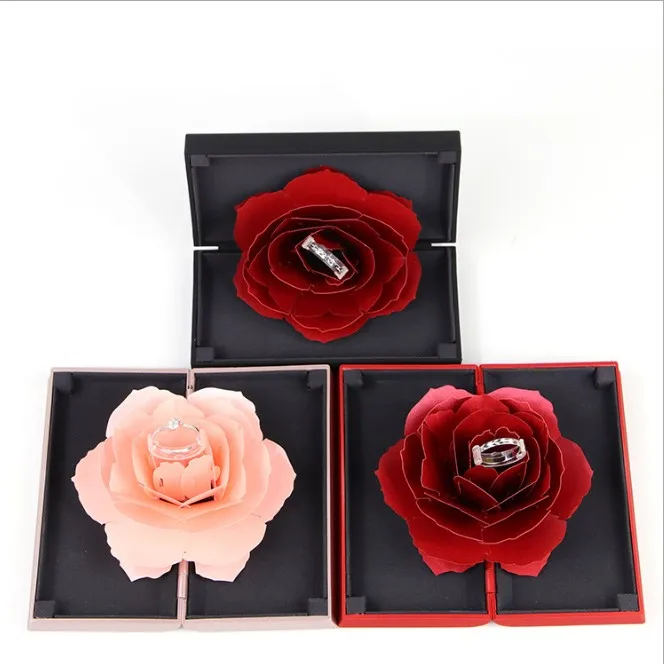 New design folding flower ring box Valentine's Day Wedding Jewelry ...