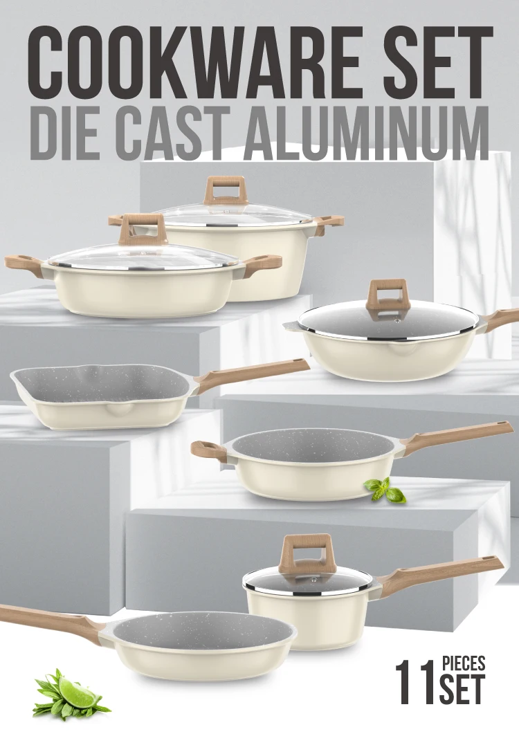 Hot Selling 7piece Die Cast Non Stick Cookware Sets Fry Pan Grill Pan ...