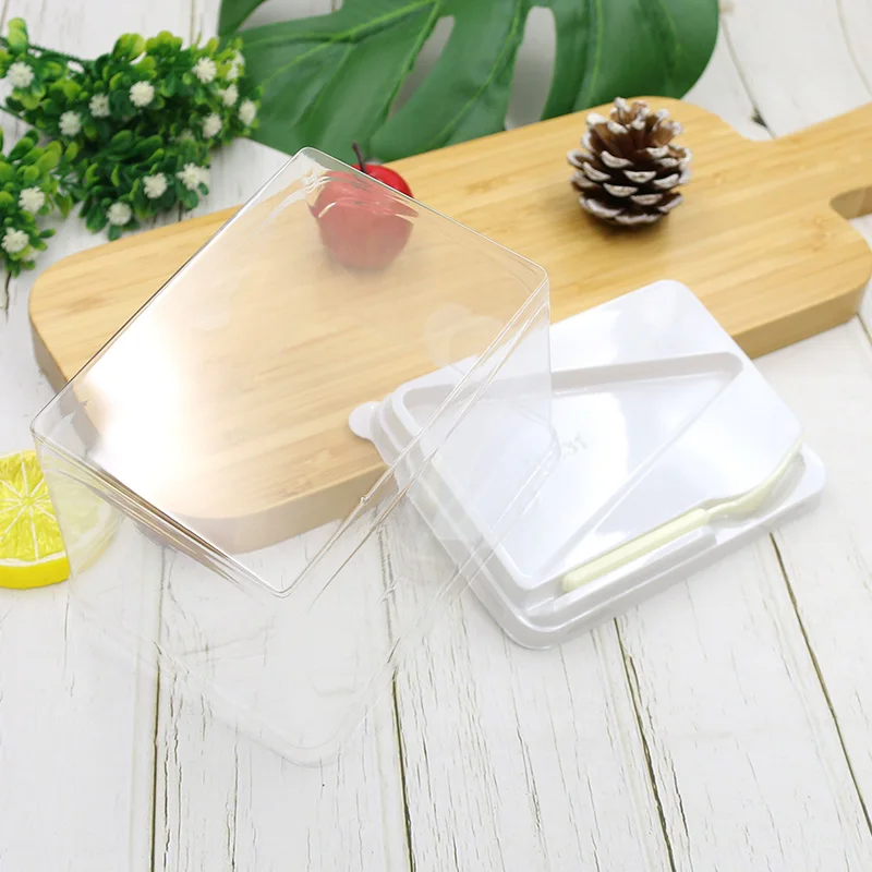 Pet Rectangle Dessert Cake Boxes Transparent Small Clear Slice Roll ...