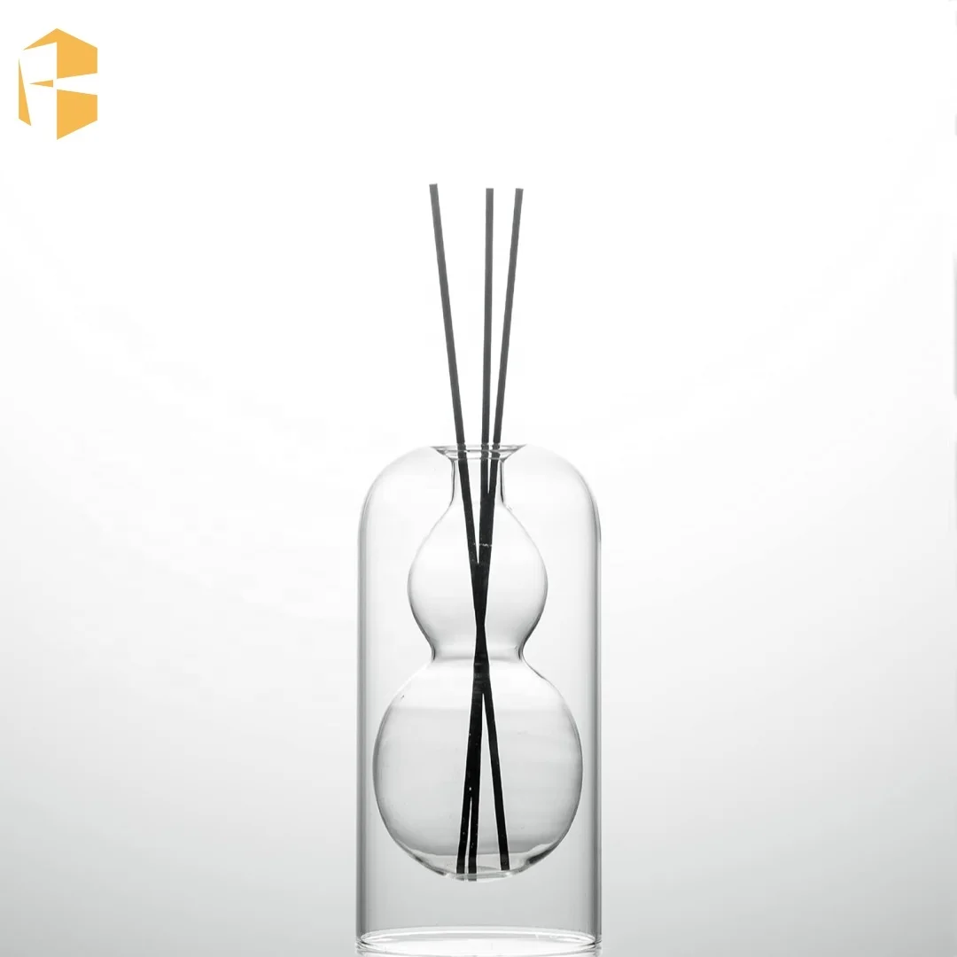 High Borosilicate Diffuser Bottle Natural Fiber Rattan Double Wall ...