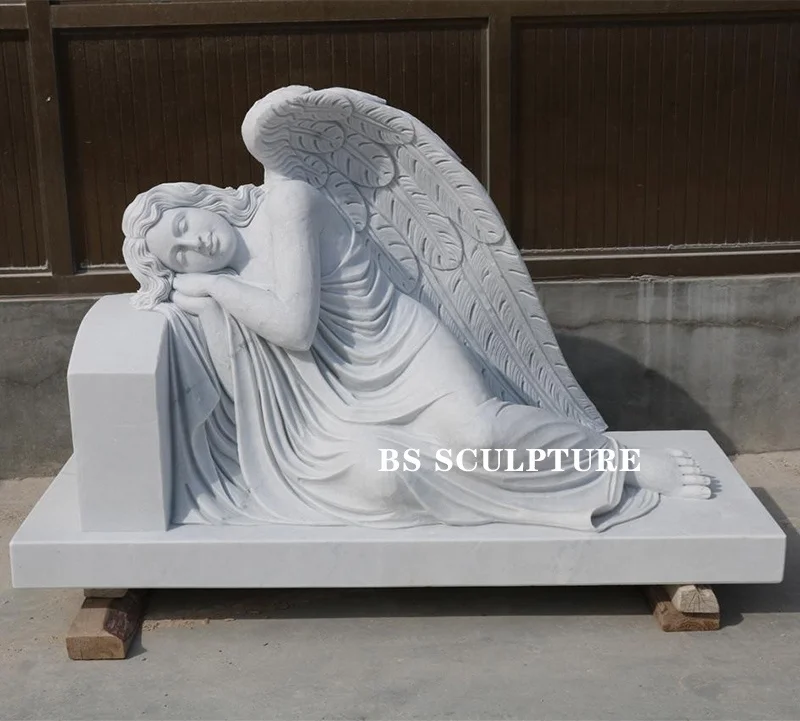 Cemetery Sad Lying Angel Marble Statue Tombstone Sculpture - Buy Stone ...