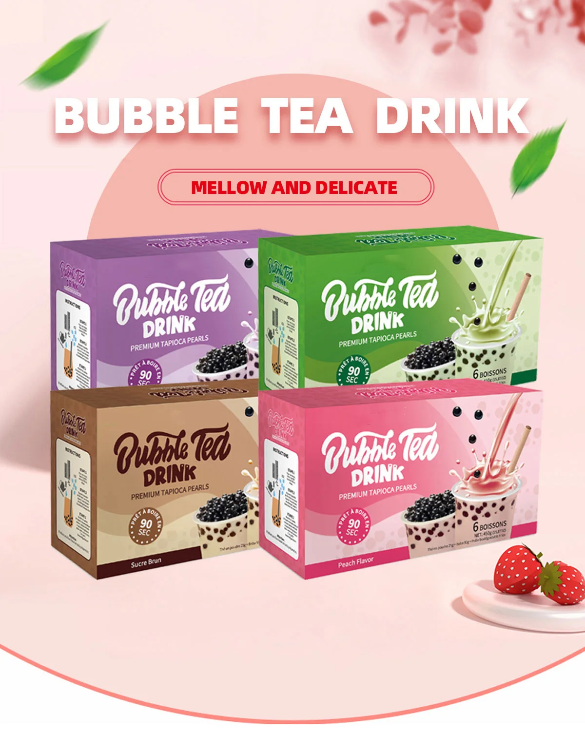 Customized Gift Box HOMEMADE BOBA MILK TEA KIT Taro Bubble Tea Flavor ...