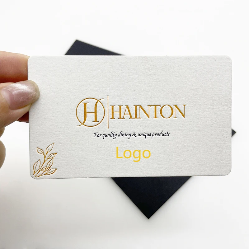 Elegant Gold Foil Embossed Letterpress Printing Paper Business Cards ...