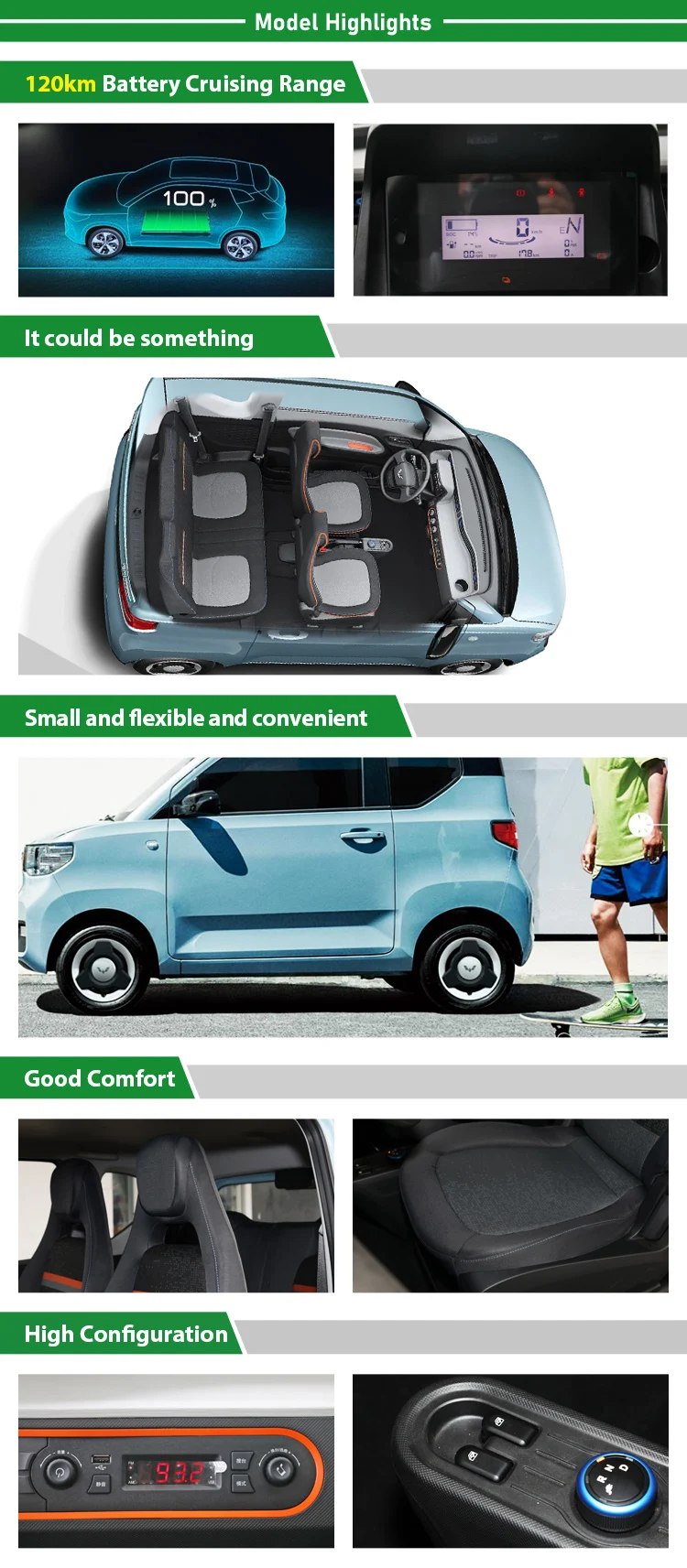 2022 Wuling Mini Ev New Car Electric 100kmh 170km Long Range Four 4 ...