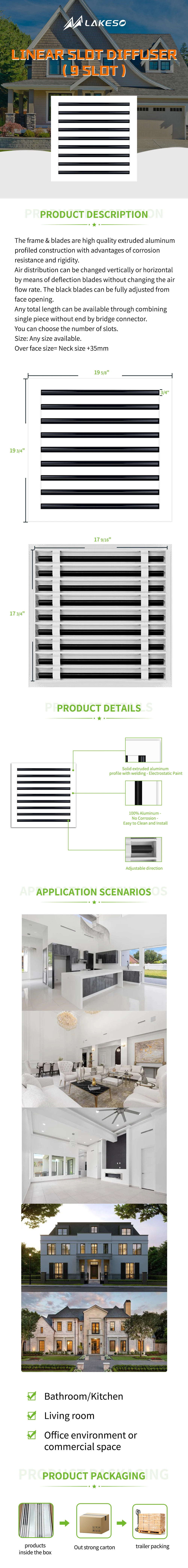 Lakeso Air Conditioning Grilles Diffusers Hvac Systems Parts Aluminum ...