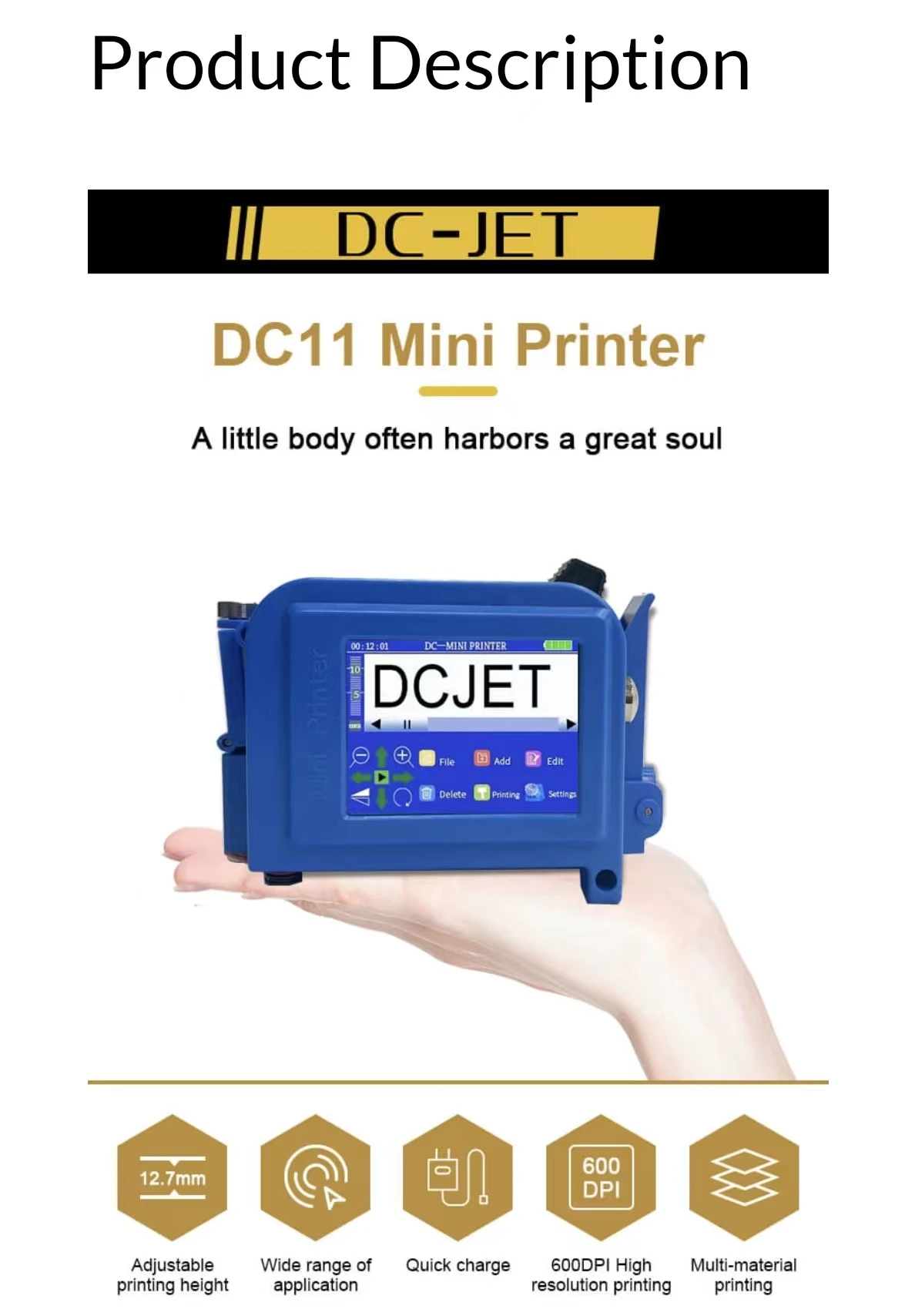 Mini Handheld Inkjet Printer Printing Production Date Seal Bottle ...