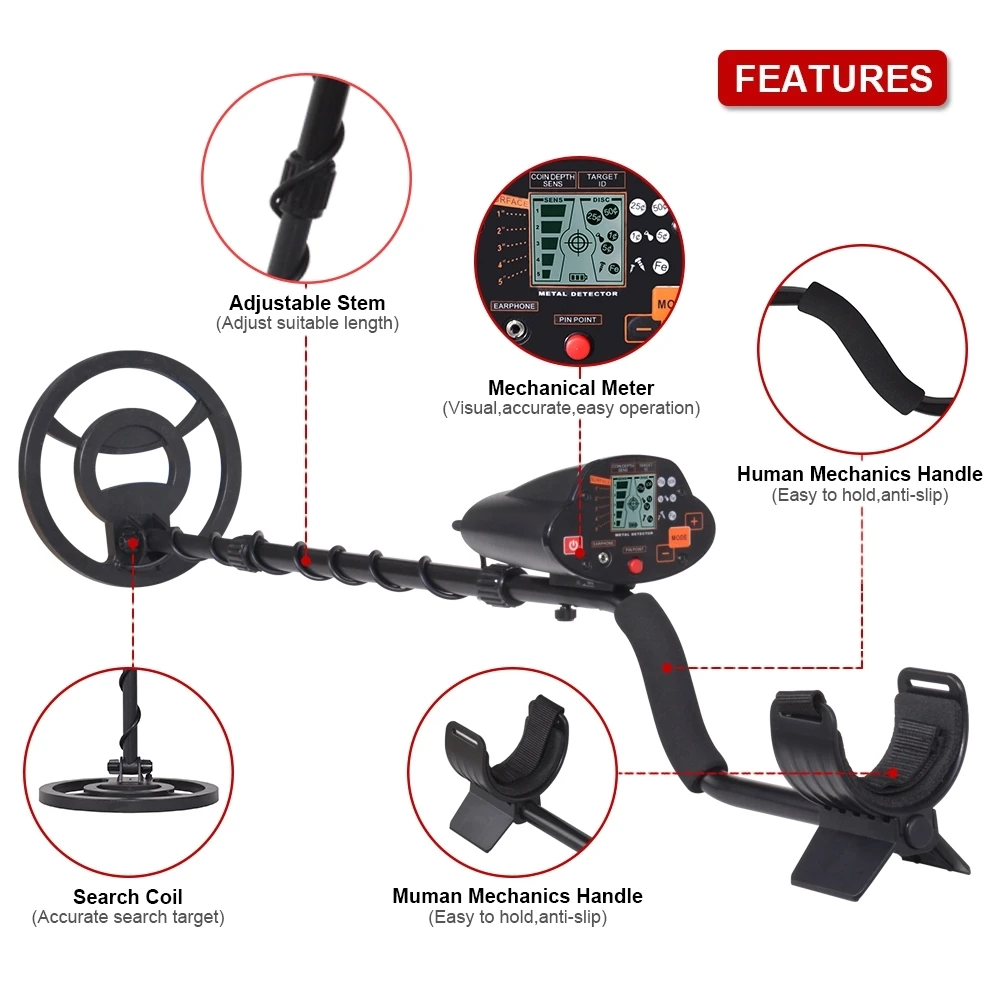 Md-5030 Gold Metal Detector With Pinpointer Function & Waterproof ...