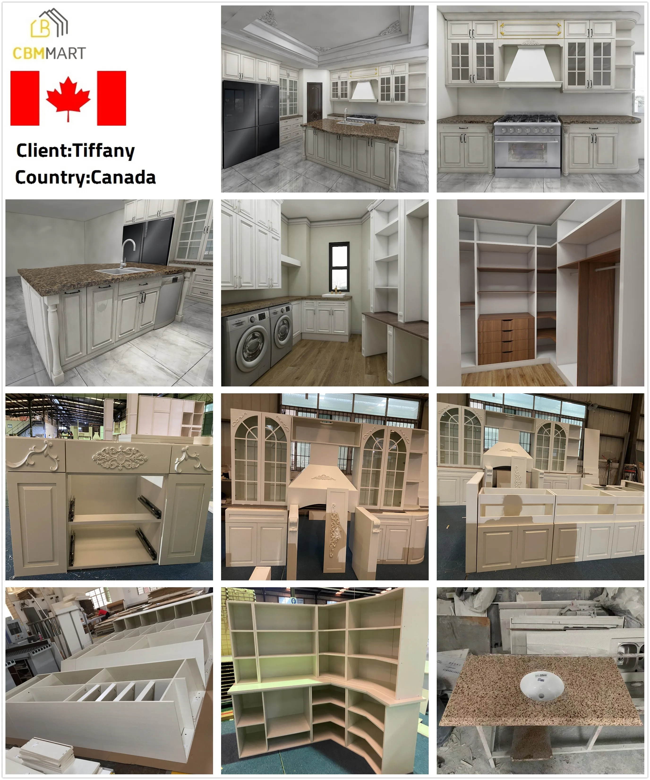 CBMmart Modern Kitchen Cabinets Water-Resistant Solid Wood with MDF ...