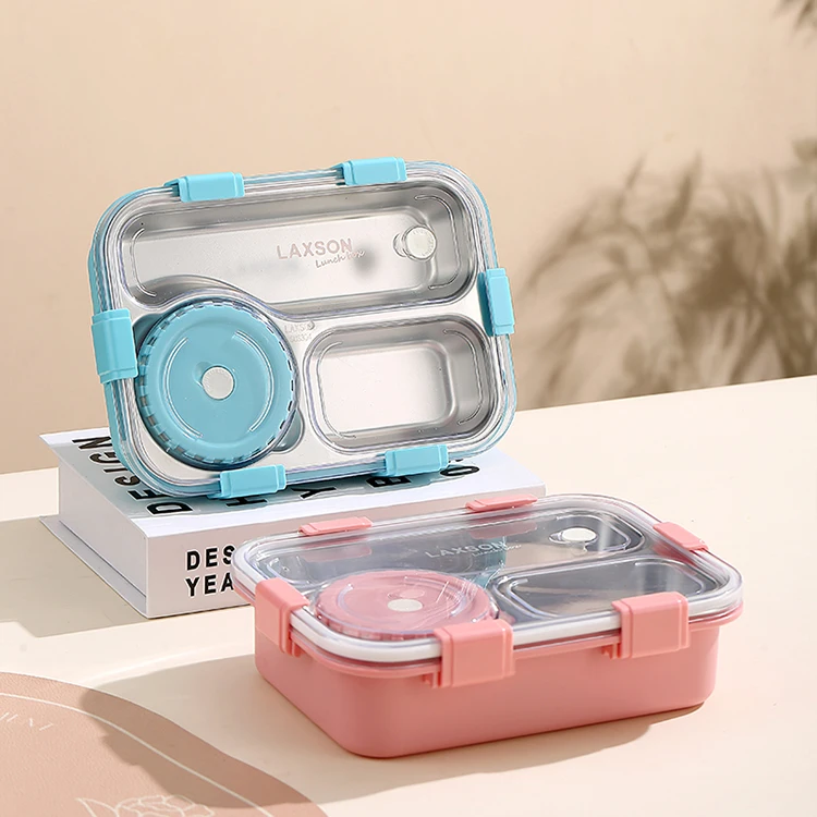 Laxson Cartoon 3 Compartment Kid Bento Box - 304 Stainless Steel