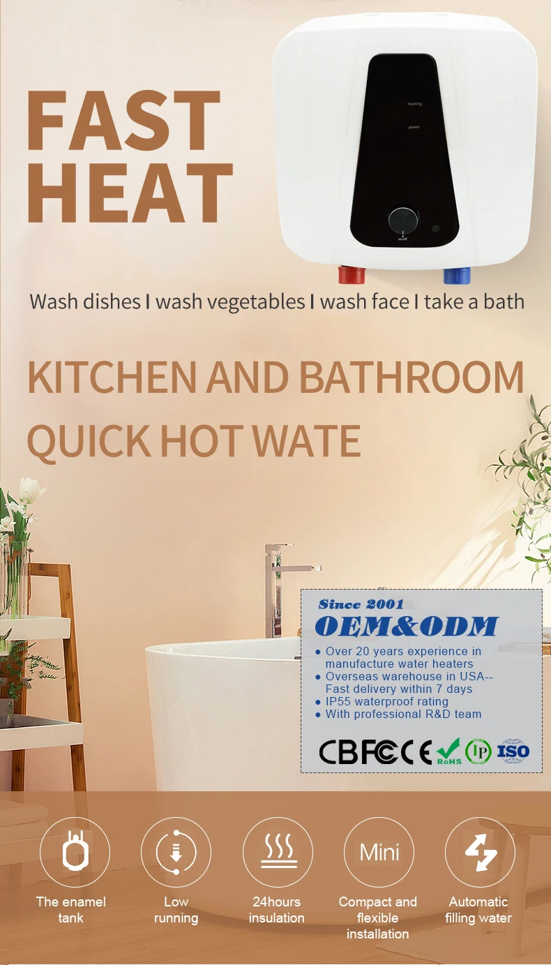 Hot Sales 10L 15L 30L Square Storage Electric Water Heaters Small Smart ...