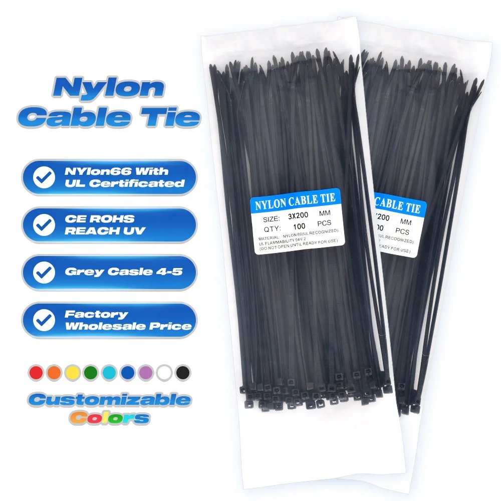 Self-Locking Nylon Cable Ties, Durable Plastic Zip Ties Self Locking ...