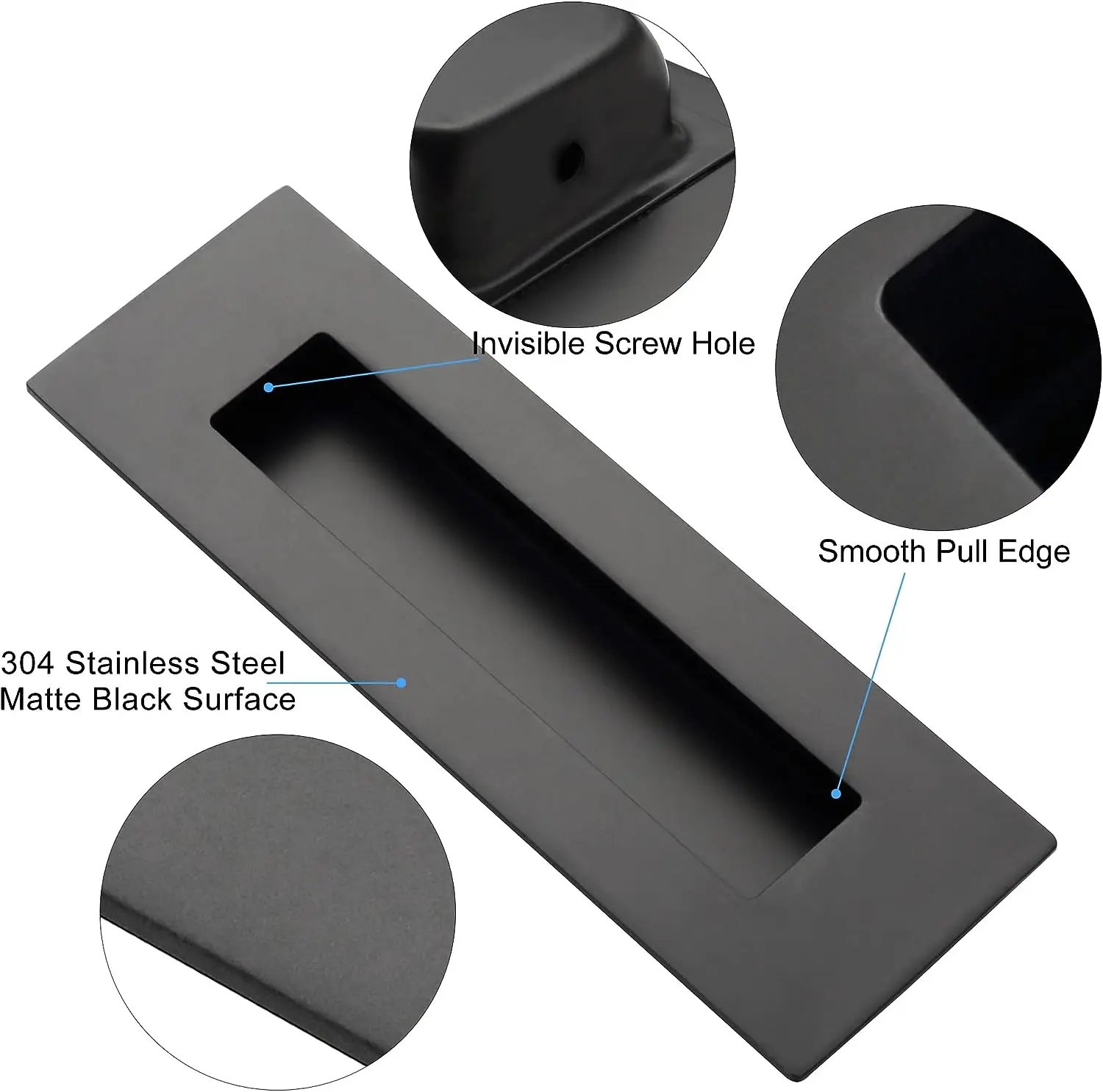 Sliding Closet Door Handles Black Flush Pulls Recessed Finger Pulls For ...