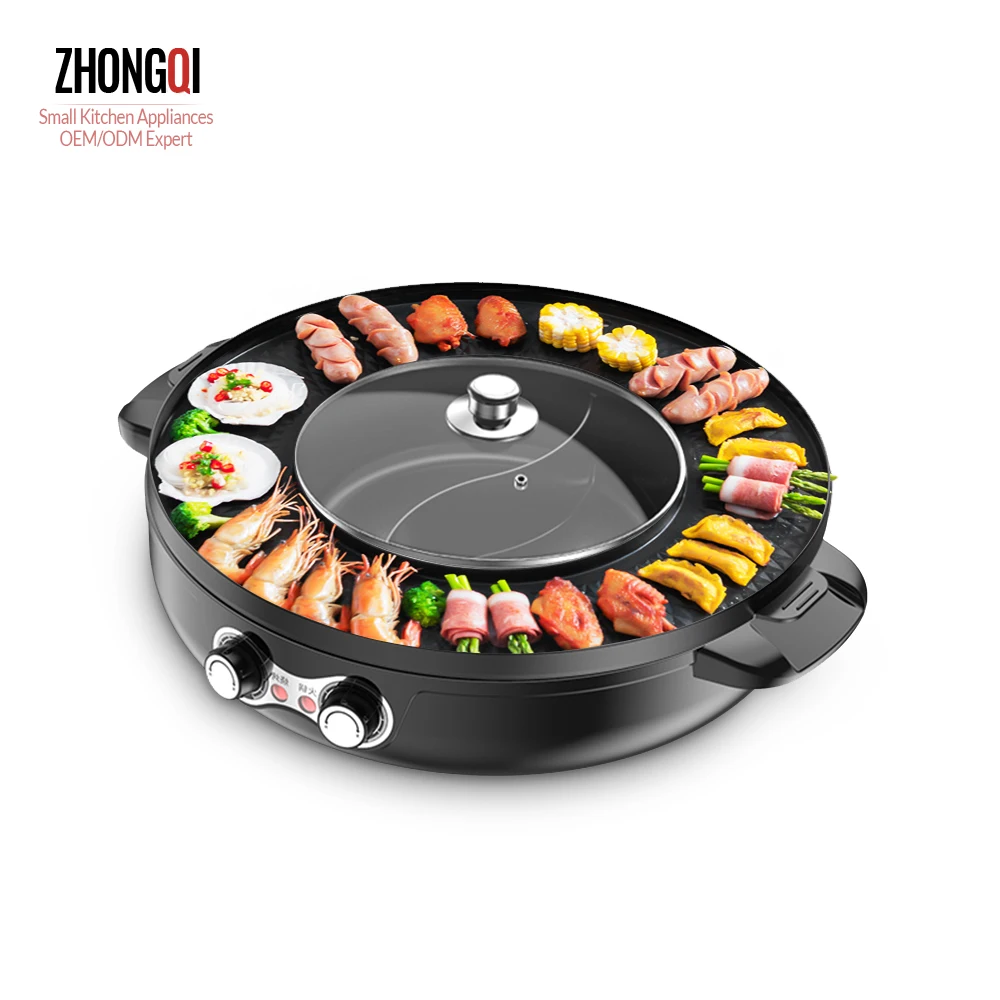 Multi-functional Electric Grill With Hotpot Steamboat Bbq Pan 2 In 1 ...
