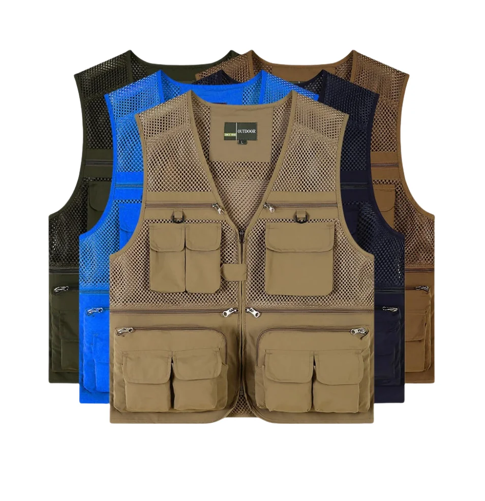 Men's Lightweight Nylon Fishing Safari Vest Travel Outdoor Work ...