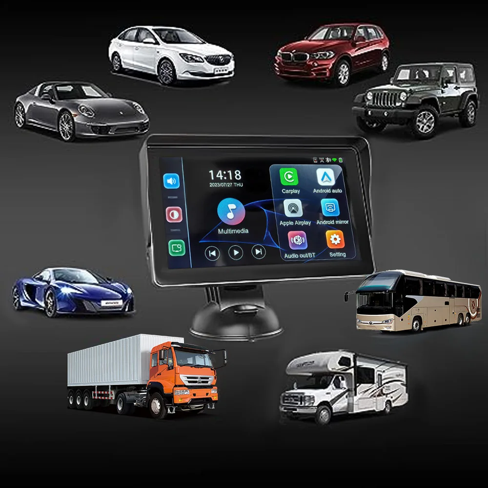 Powersun Portable Wireless Carplay & Android Auto Car Radio Autoestereo ...