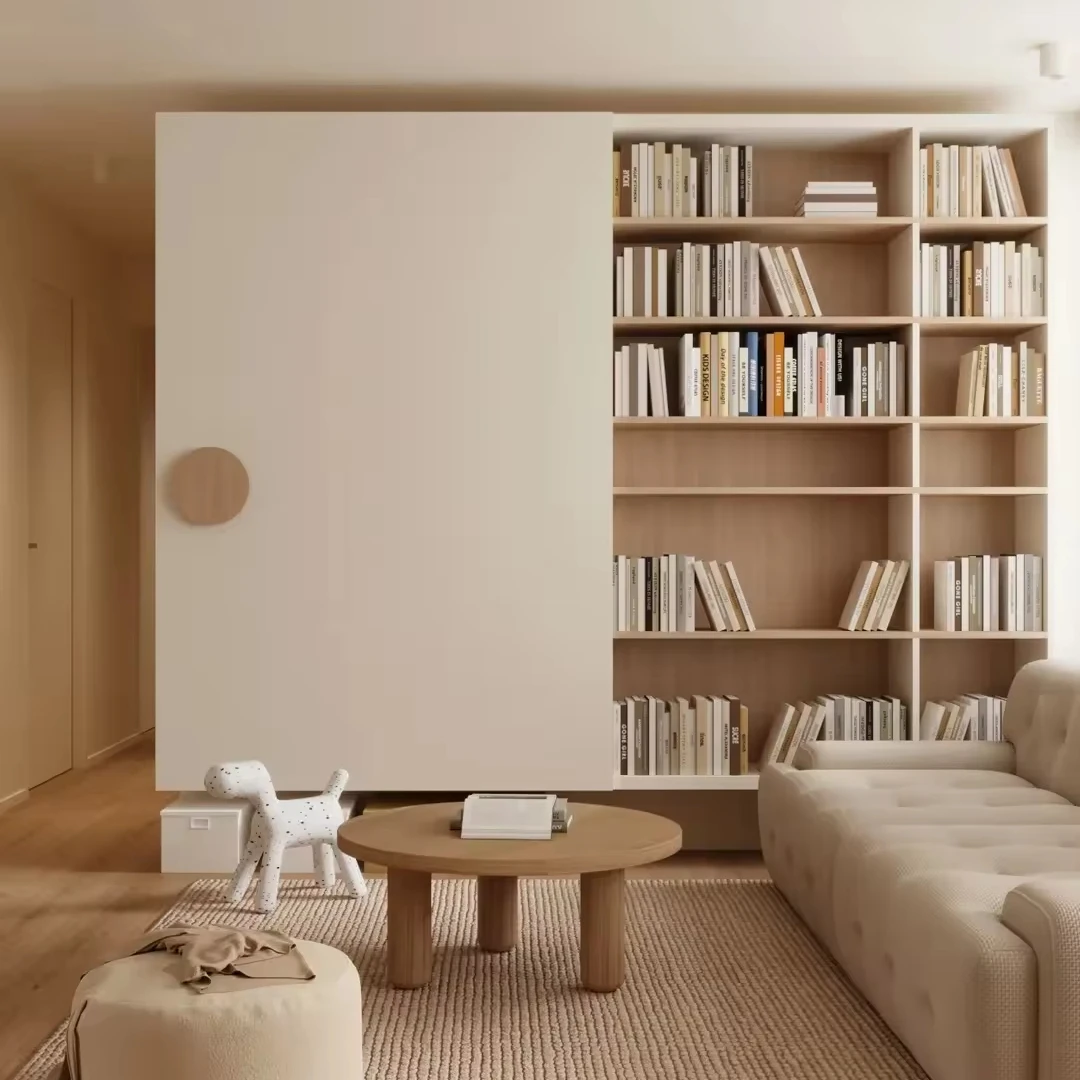Modern White Full Wall Floor to Ceiling Hidden LED Bookshelves Display ...