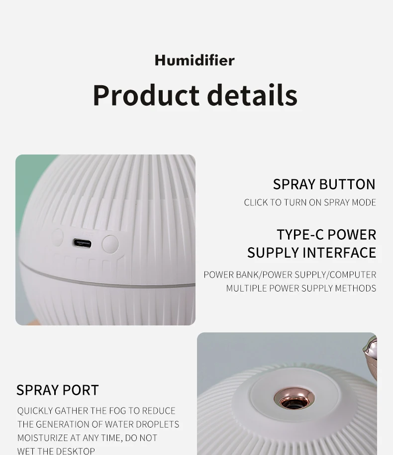 Moon Lamp Humidifier 330ml - Rechargeable & Ultrasonic