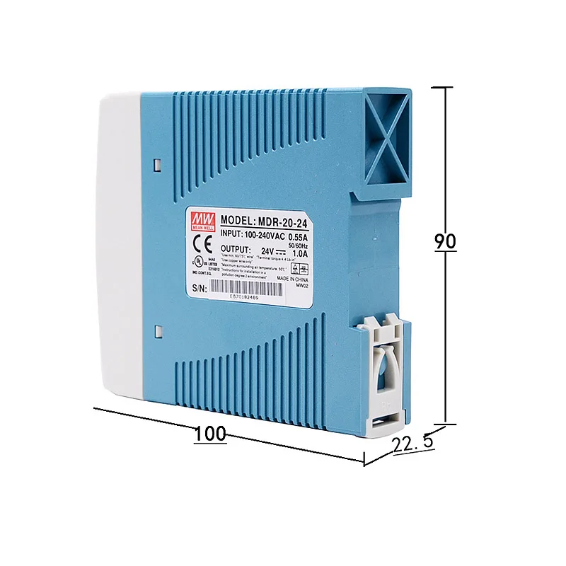 DIN Rail 12V DC Power Supply MeanWell MDR-20-12 20W 12V Switching Power ...