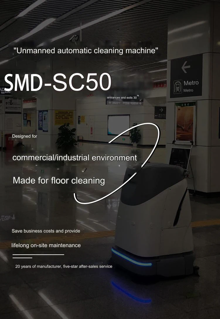 SC50 Driverless Intelligent Cleaning Robot Commercial Industrial Floor Washer Machine Mop Vacuum ...