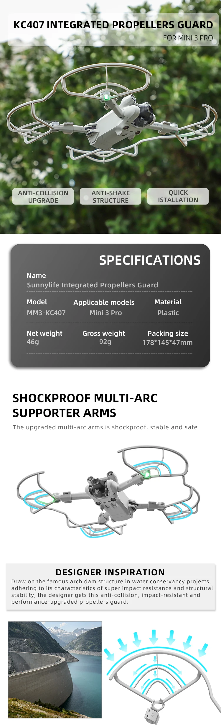 Sunnylife Integrated Propellers Guard Shielding Rings Quick Release ...