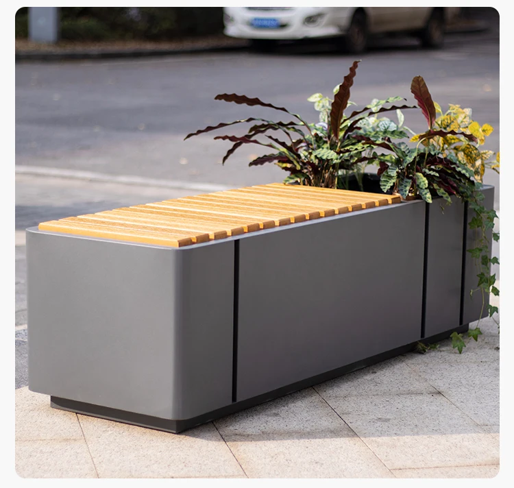 Outdoor Decorating Barrier Bench Street Furniture Metal Garden Long ...