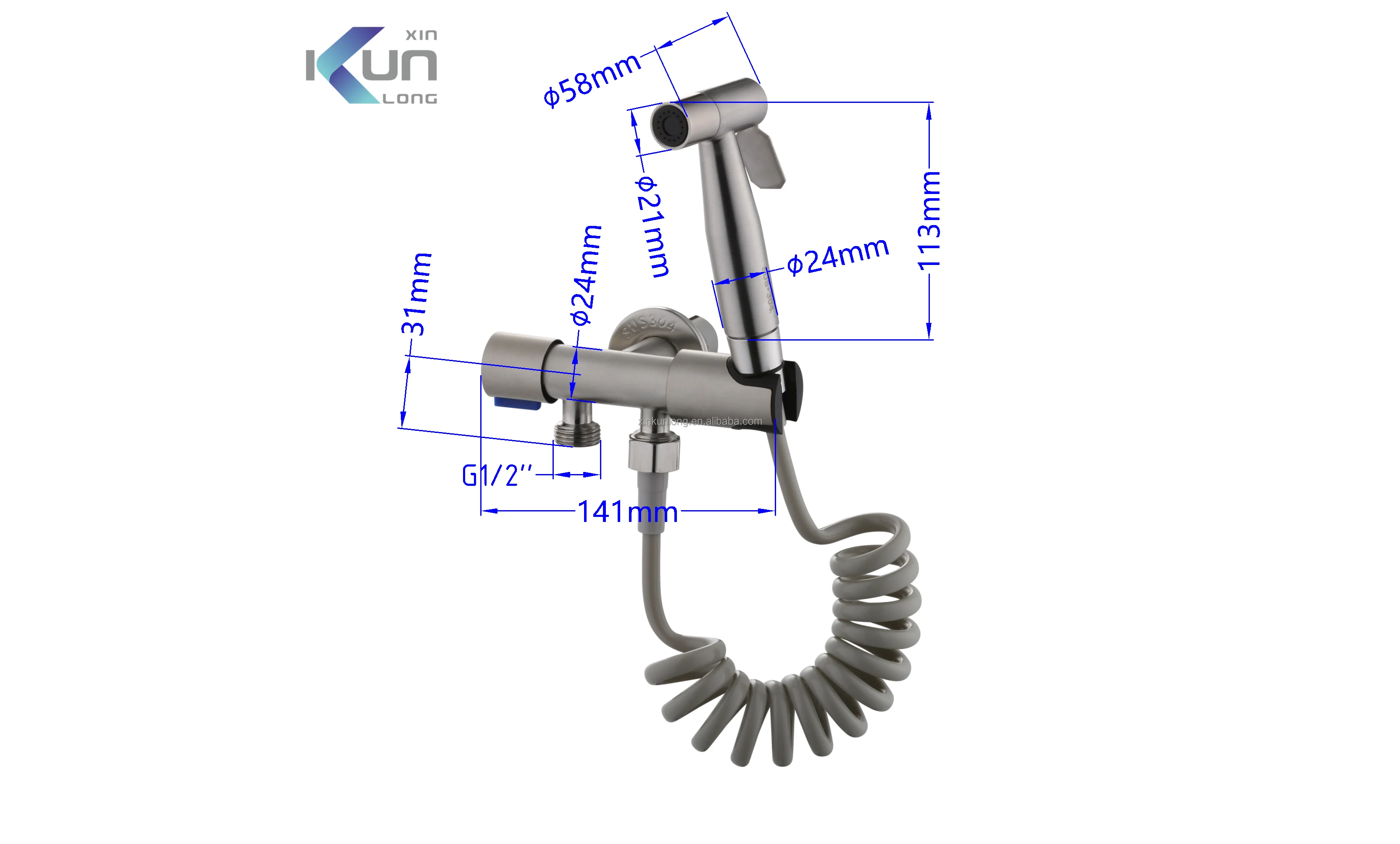 Handheld Shattaf Bidet Faucet Wall Mounted Stainless Steel Sprayer ...