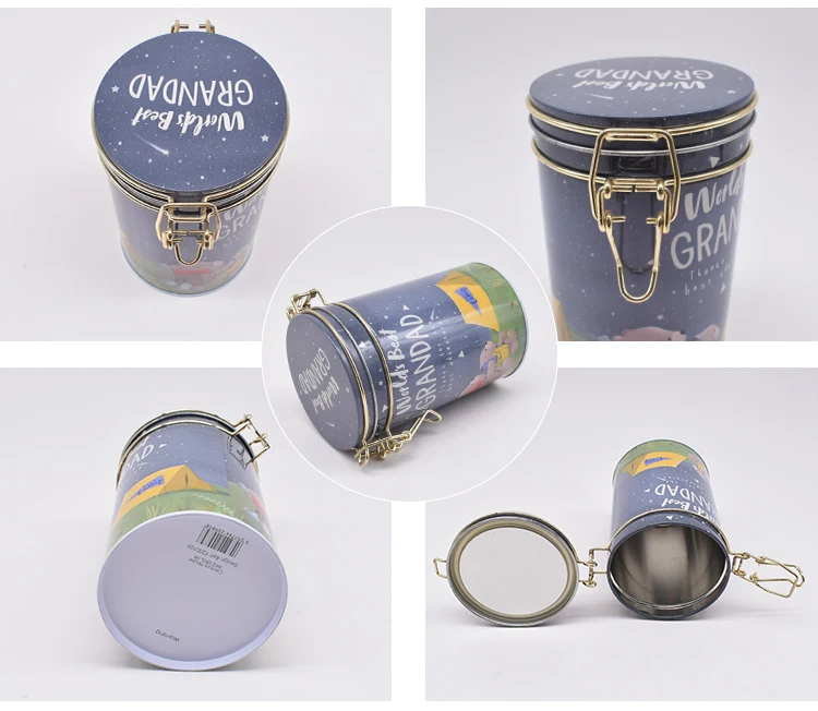 Custom Tinplate Food Grade Airtight Latch Lock Snack Tea Tin Container ...