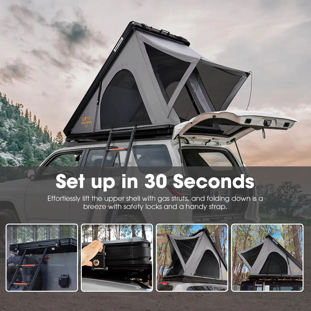 SAN HIMA Car Hardshell Rooftop Tent Triangle Aluminum Hard Shell Roof ...