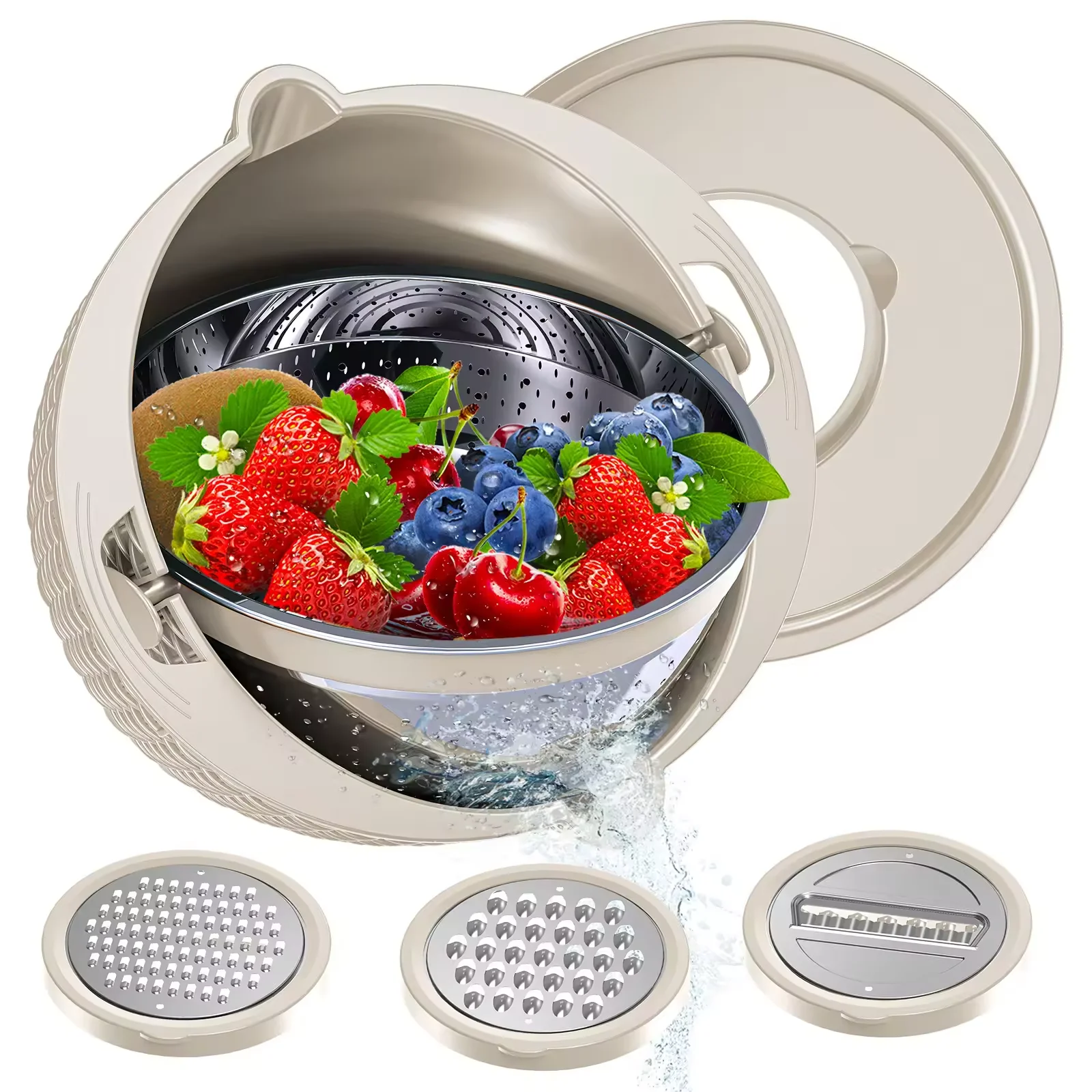 4-1 Colander With Bowl Set Colander With Measuring Spoons Fruit ...