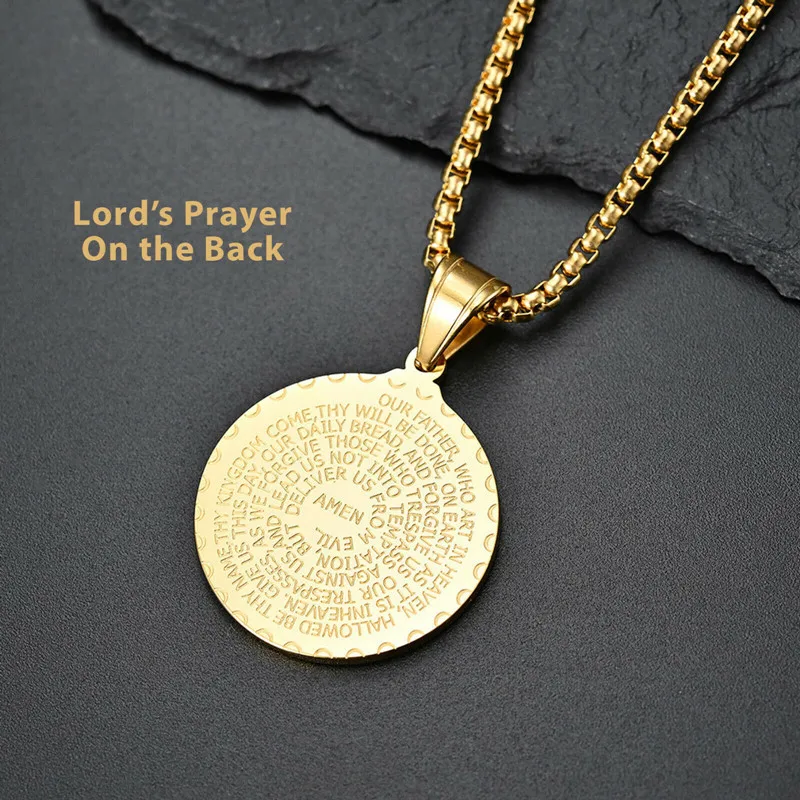 Wholesale Stainless Steel Faith Letter Lords Prayer Pendant