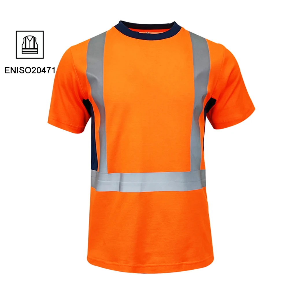 Custom T Shirt Uniform Hi Vis Safety Cotton Polyester Reflective Shirt ...