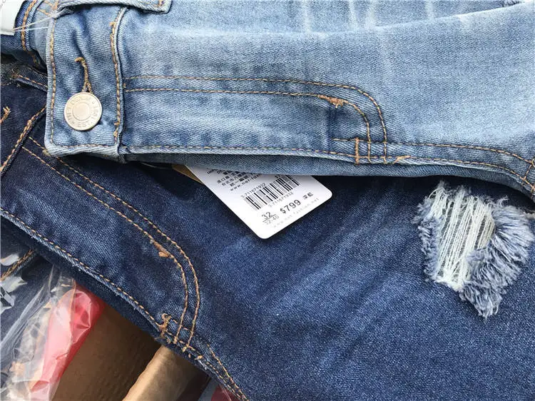 Custom Stock Women's Used Jeans Slim Denim Distressed Skinny Jeans Over ...
