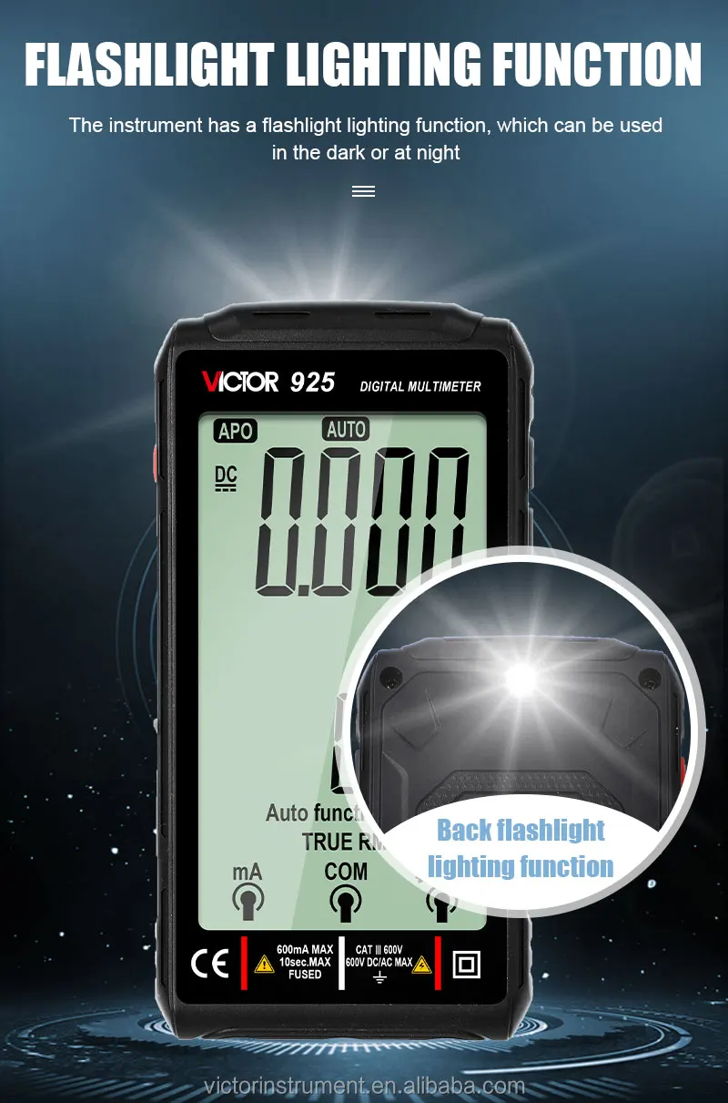 Rts Smart Digital Multimeter Victor 925 9999 Counts True Rms Auto Rechargeable Capacitance Meter ...
