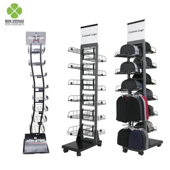 Retail Store Floor Standing Metal Shelves Baseball Display Stand Cap ...