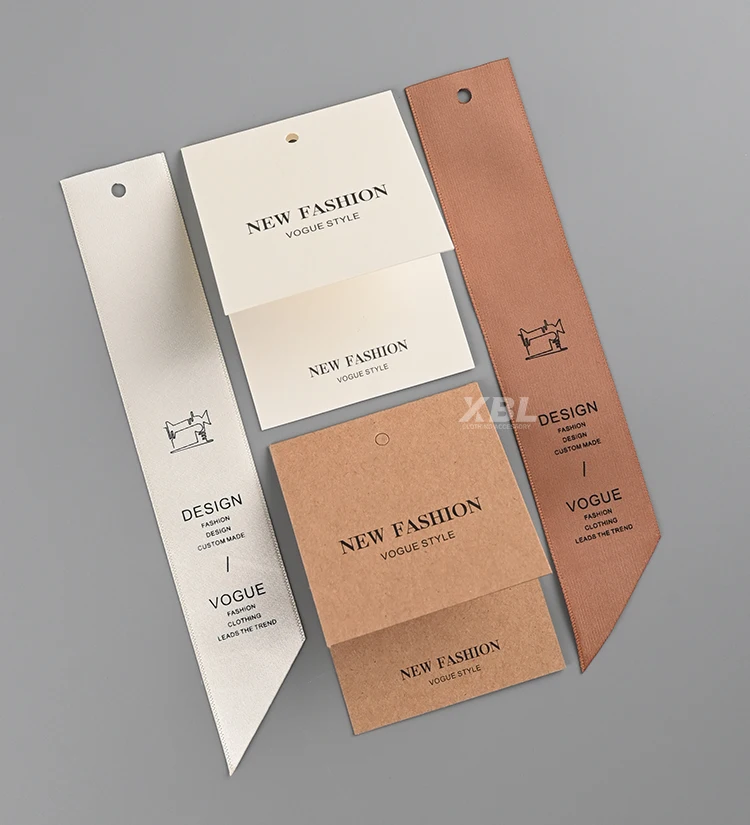 Kraft Paper Ribbon Hangtag - Custom Satin Clothing Label