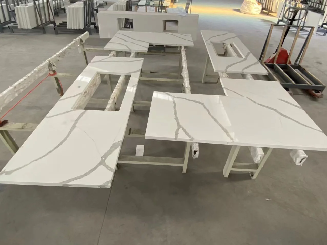 Calacatta Series White Quartz Stone Countertops Bathroom Artificial ...