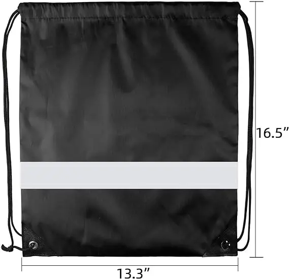 Custom Supermarket Sports Bag Nylon Recycled Foldable Women Men Reflective Drawstring Backpack ...