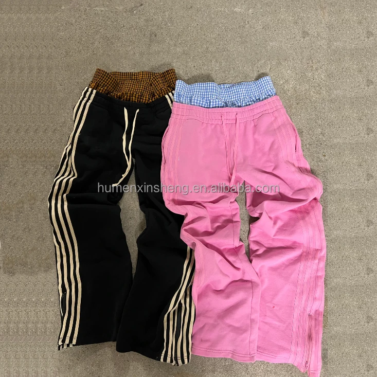 Custom Logo Printed Baggy Oversize Blank Flared Sweat Pants Side Stripe ...