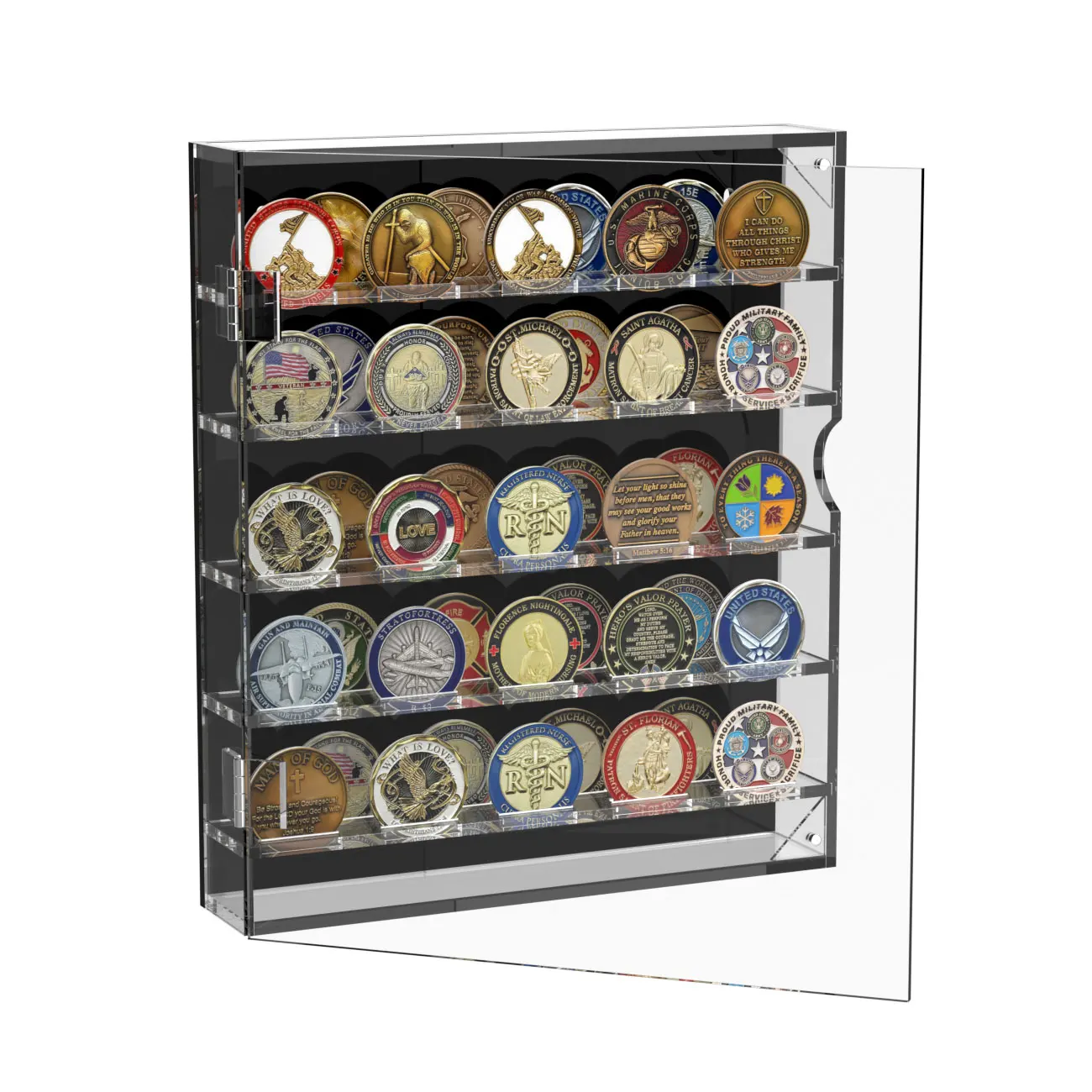 Acrylic Challenge Coin Display Case Holder Wall Mounted Rack Coin ...