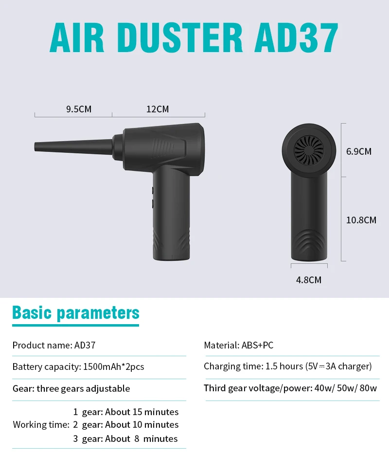 Electric Air Duster 3gears Mini Pc Computer Air Blower Keyboard ...